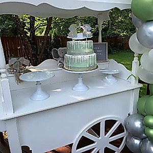 Yarlung Set of 3 Metal Cake Stands, 8/10/12 Inch Pillar Style Cupcake Display Stands Dessert Trays Pie Plates for Wedding, Party, Birthday, Gatherings, White