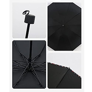 Travel umbrella, weatherproof folding umbrella, windproof tri-fold compact lightweight sun umbrella, men and women business umbrella, sun protection and UV protection portable backpack eight-bone umbrella (A-black)