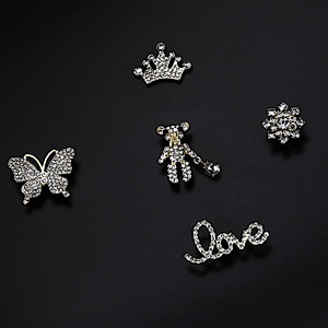 Rhinestone Bling Decoration Charms, Diamond Trend Designer Luxury Cute Jewelry Shoe Accessories for Women Girl Gifts(Gold)