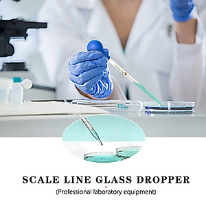 6 Pieces Glass Pipette 3 x 5ml + 3 x 10ml Glass Graduated Pipette Droppers Lab Pipette Transfer for Liquid Essential Oil with 6 Rubber Caps