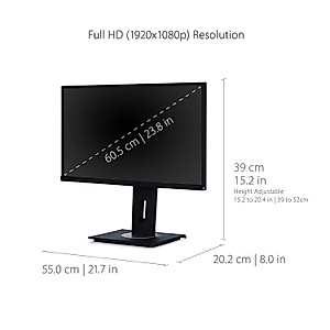 ViewSonic VG2448 24" 1080p Ergonomic Monitor HDMI, DisplayPort, USB, 40 Degree Tilt (Renewed)