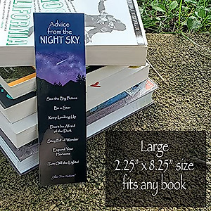 Your True Nature Advice from Nature 3 Bookmark Night Set, Laminated with Glossy Finish, Printed on Recycled Paper - Wolf, Moon, Night Sky (AMBM-Night)