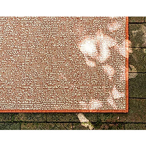 Unique Loom Outdoor Botanical Collection Area Rug - Allover (7' 1" x 10' Rectangle, Terracotta/ Beige)