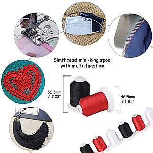 Simthread Embroidery Machine Thread Kit 800Y 21 Spools Black White and Red Colors for Professional Embroidery Design