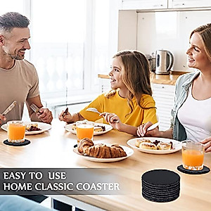 30 Pieces Round Slate Coasters Drink Coasters Bulk, 4 Inch Stone Coasters Bar Coasters Black Cup Coaster with Anti Scratch Bottom for Home Drinks Table Kitchen Housewarming Gifts