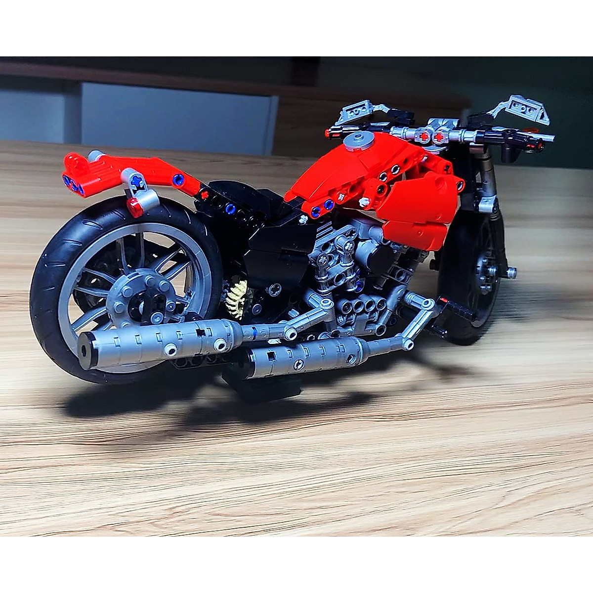 MANYI Motorbike Toy Building Kit,Build A Motorcycle Building Blocks Set Model,Featuring Gearbox and Suspension（613Pieces）