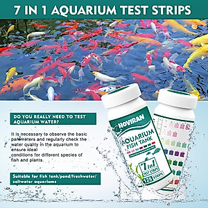 7 in 1 Aquarium Test Strips, 125 Count Fish Tank Test Strips for Freshwater Saltwater Pond, Water Testing Kit Aquarium for Chlorine, Total Hardness, Carbonate, Alkalinity, Nitrate, Nitrite and pH
