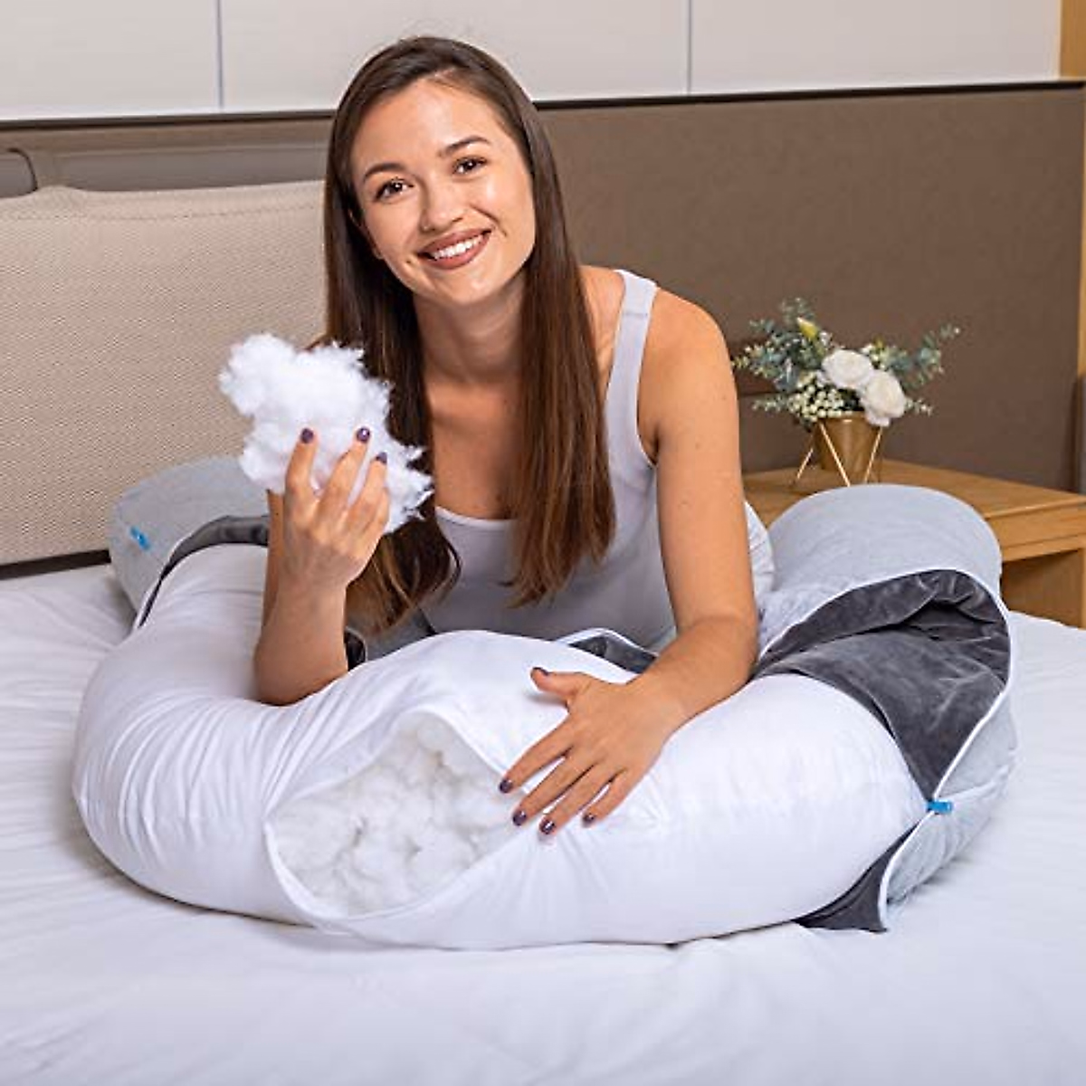 BODY NEST™ Pregnancy Pillow for Sleeping — U Shaped Maternity Pillow for Pregnant Women — Cooling Body Pillow for All Seasons with Reversible & Removable Dual Sided Cover, Washable & Minky Soft