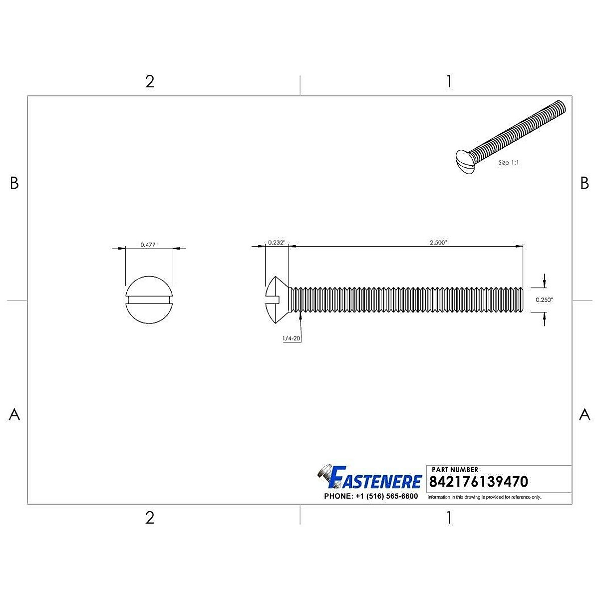 1/4-20 x 2-1/2" Slotted Oval Head Machine Screws Stainless Steel 18-8 Qty 25 D&J