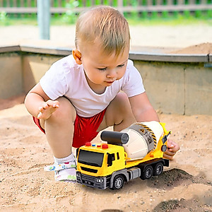 ArtCreativity Light Up Cement Truck, Cement Mixer Toy Truck with Lights, Sounds, and Rotating Barrel, Push and Go Kids Construction Toys, Construction Vehicle Toys for Boys and Girls Ages 3 and Up