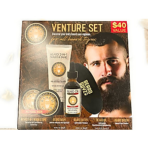 Beard Guyz Venture 5pc Beard Grooming Set with Boar Bristle Beard Brush
