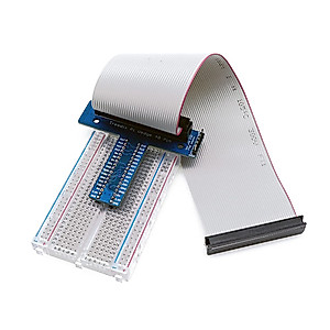 Treedix Pi GPIO Breakout Expansion Kit for Raspberry Pi 4B 3B+ 3B 2B B+, T-Type GPIO Expansion Adapter Board + 400 Tie Points Solderless Breadboard + 20cm 40pin GPIO Flat Ribbon Cable + Pin Header