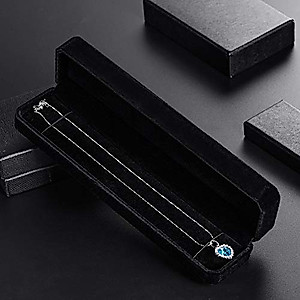 HooAMI Rectangle Velvet Necklace Bracelet Jewelry Gift Box Display Case Black