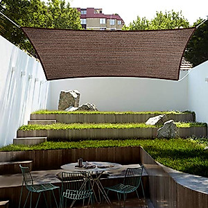 Eden's Decor 6' x 8' Brown Sun Shade Sail Outdoor Canopy Rectangular Awning Fabric Cloth Screen for Patio Garden Backyard Pergola Custom Size