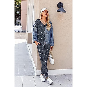 Ekouaer Womens Pajama Sets Short Sleeve Sleepwear Long Pants Soft Sleep Lounge joggers Pj Sets with Pockets