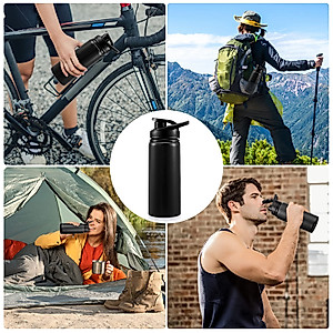 Gandeer 10 Pcs Aluminum Water Bottle 17 Oz Reusable Bike Snap Lid Metal Water Bottle Lightweight Portable Sports Leak Proof Gym for Travel Camping Hiking(Black)
