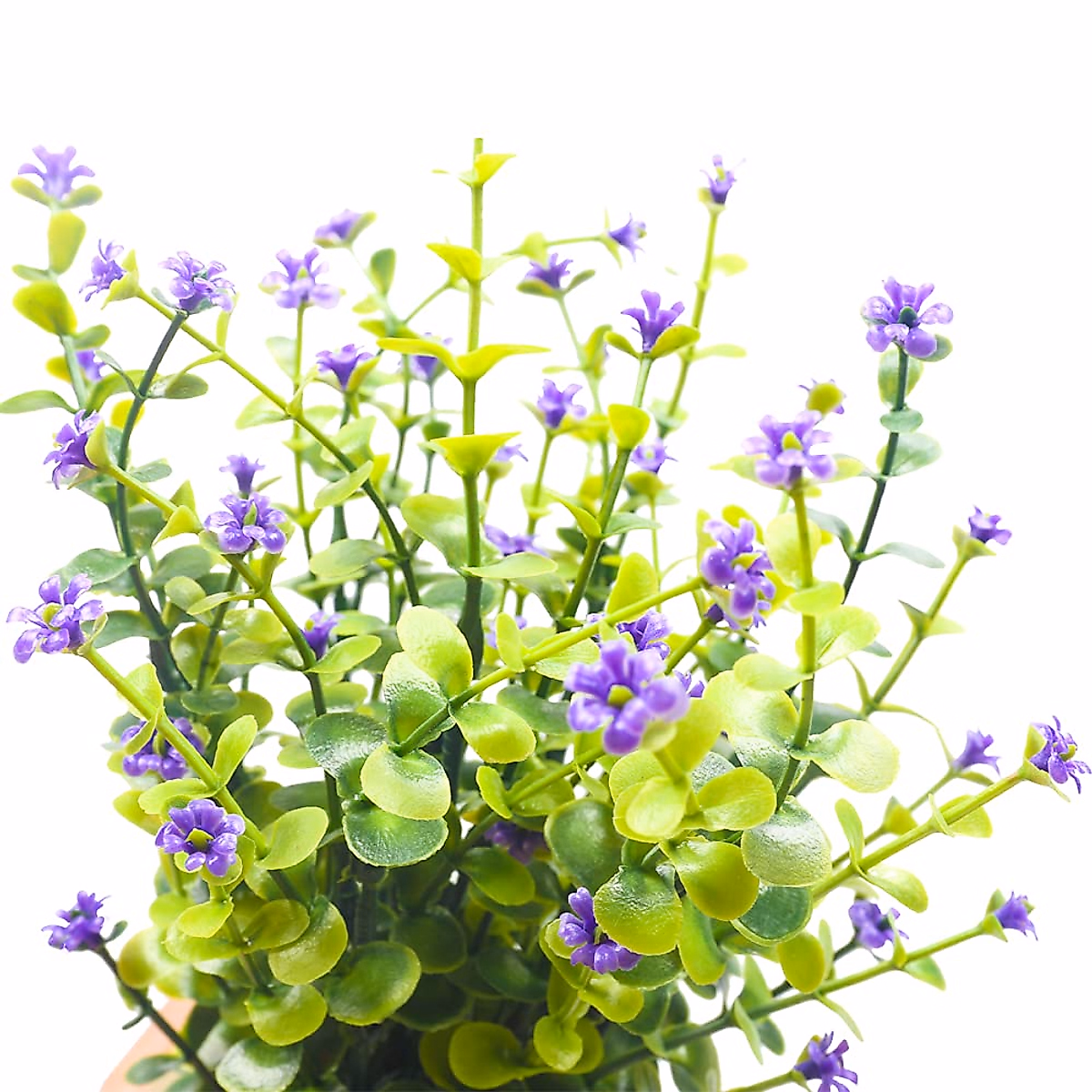 Svenee Artificial Mini Potted Plants Fake Plastic Milan Flower for Farmhouse Living Room Bathroom Office Desk Shelf Home Greenery Decoration (Purple)