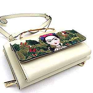 Trendeology Authentic Frida Kahlo Print Wallet Handle Purse Crossbody Bag (Baby Frida Cartoon Series - Beige)