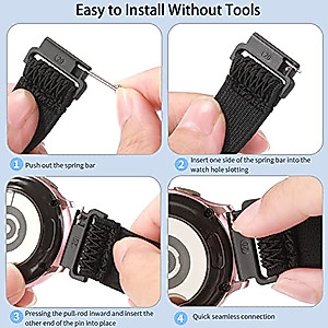 Charlam 6 Pack Stretchy Bands Compatible with Samsung Galaxy Watch 7 6 5 4 40mm 44mm Band,Galaxy 5 Pro 45mm, Galaxy Watch 6 4 Classic Band, Acitve 2/Galaxy Watch 3 41mm,20mm Sport Elastic Nylon Band,D