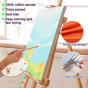 Inburit Stretched Canvas for Painting for Adults, Artist, 16 Multi Packs with 11x14, 9 x12, 8x10, 5x7(4 of Each), Blank Primed Canvas for Oil, Acrylic & Other Painting Media