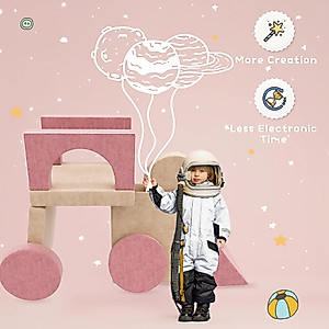 HOMMOW Kids Couch, 12pcs Modular Kids Play Couch Kids Sofa, Versatile Toddler Couch Kids Couch for Playroom, Convertible Kids Sectional Sofa Kids Bedroom Furniture for Boys and Girls, Pink