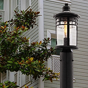 Darkaway Outdoor Post Lights Lamp Posts Outdoor Lighting, Waterproof Aluminum Post Lights Outdoor Light Fixtures with Glass, Light Posts for Outside Patio Yard (1 Pack, Black)