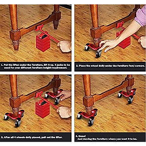 Furniture Lift Mover Tool Set, Furniture Movers with Wheels Dolly, 3 Wheel Dolly Furniture Movers for Heavy Furniture Moving, Furniture Lifters Movers Tool Set