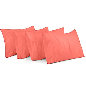 Utopia Bedding Queen Pillow Cases - Pack of 4 - Envelope Closure - Soft Brushed Microfiber Fabric - Shrinkage and Fade Resistant Pillow Covers Queen Size 20 X 30 Inches (Coral)