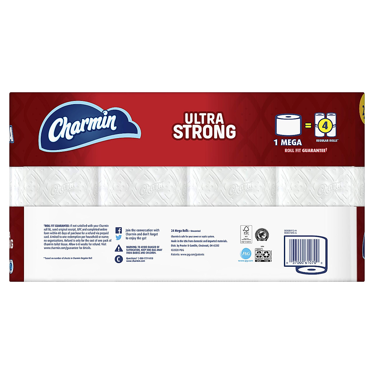 Charmin Ultra Strong Toilet Paper, 24 Mega Rolls = 96 Regular Rolls