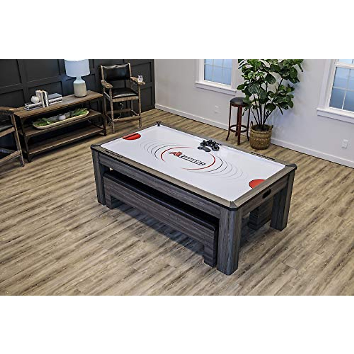 Atomic Northport 3-in-1 Dining Table with Air-Powered Hockey and Table Tennis, Black