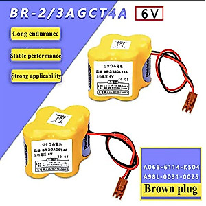 Meewellvetry (3-Pack) BR-2/3AGCT4A /A98L-0031-0025 6V 4400mAh Replacement Battery Replace for FANUC CNC System with Brown Plug Non-Rechargeable