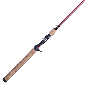 Berkley 6’6” Cherrywood HD Casting Rod, One Piece Spinning Rod, 8-17lb Line Rating, Medium Rod Power, Fast Action, 1/4-3/4 oz. Lure Rating, Red