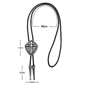QQA Western Cowboy Bolo Tie for Men Vintage Eagle Shield Star Pattern Necklace Bolo Tie for Men Women
