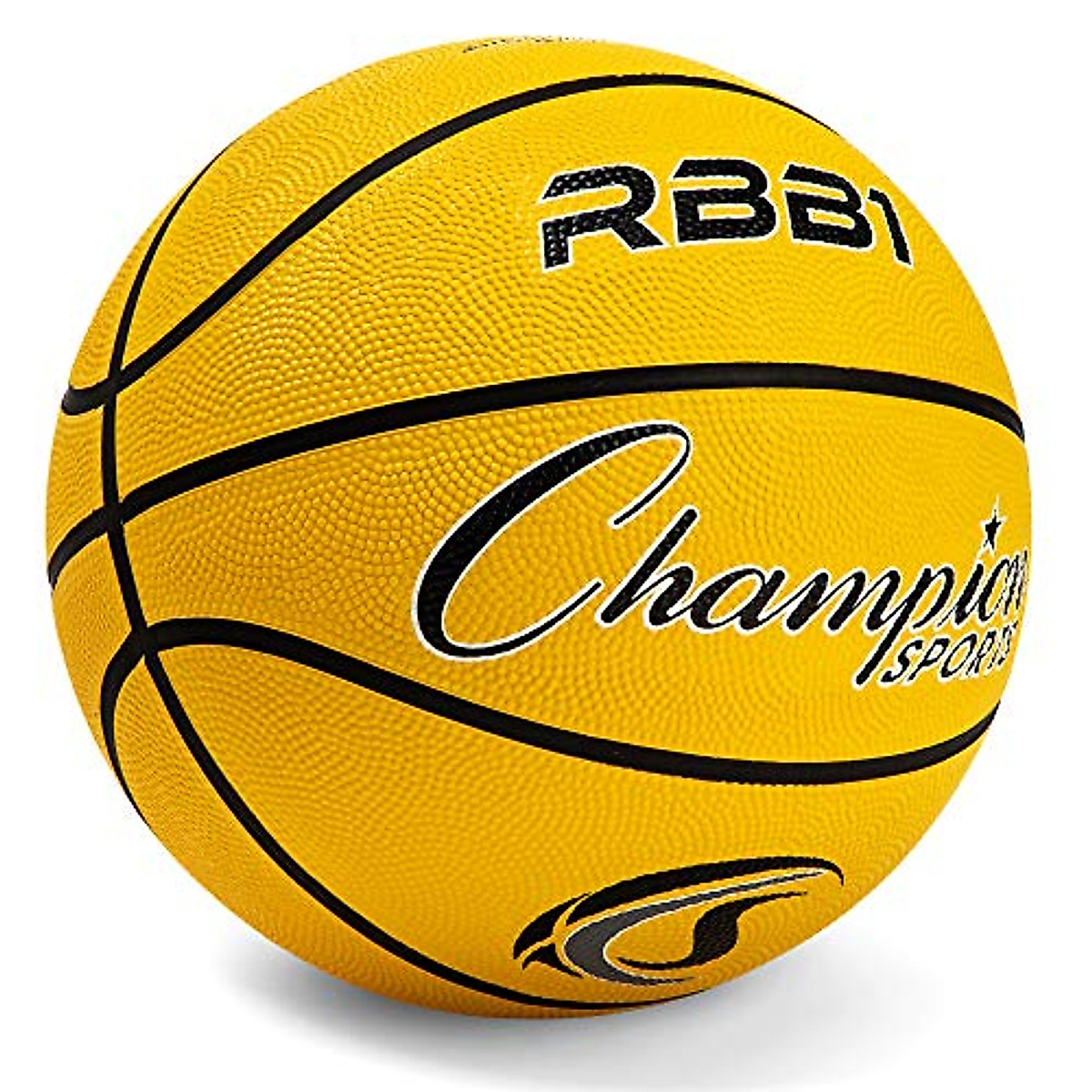 Lifetime Pro Court Height Adjustable Portable Basketball System, Red/White & Champion Sports Rubber Official , Heavy Duty - Pro-Style Basketballs, Premium Basketball Equipment (Size 7, Yellow)