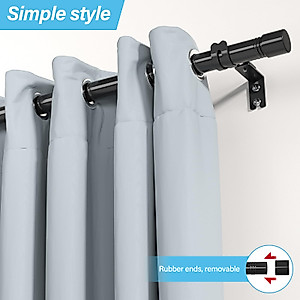 Curtain Rods for Windows 30 to 62 Inch, 1 Inch Black Curtain Rod Set, Stainless Steel Heavy Duty Drapery Rods with Adjustable Brackets for Room Divider, Bedroom, Living room, Kitchen, Bathroom, Black