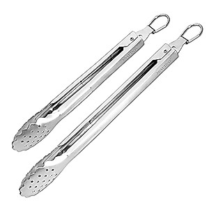 Premium 304 Stainless Steel Barbecue Turners Set, Heavy Duty Cooking Kitchen BBQ Tongs, 10" and 12"