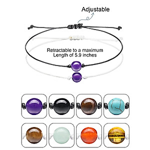 16 Pcs Carnelian Crystal Bracelet Adjustable Gemstone Bracelet with Wish Cards Braided Beaded Spiritual Bracelets Gemstone Anklet Crystal Anklet Yoga Reiki Gift Energy Jewelry for Couple Friendship