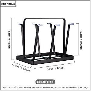 Alunsito Glass Cup Drying Rack, Nordic Style Wine Glass Drying Rack, Coffee Cup Holder, Water Bottle Organizer Metal Stand, Suitable for Home, Office, Kitchen, Black