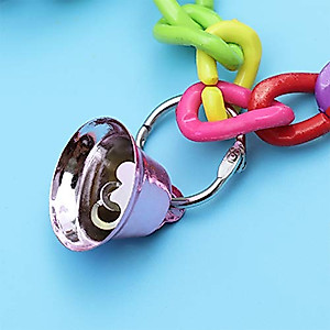 POPETPOP Bird Perch Nail File-2 Pcs Parrot Perches Bird Stand Hanging Bird Perch with Colorful Bells for Small Medium Birds Cockatiel Parakeet Conure Cage Accessory