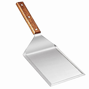 Homi Styles Extra Wide Spatula with Beveled Edges, Oversized Stainless Steel Spatula with Wood Handle for Skillets, Griddles & Grills, Pancake Flipper Spatula for Fish, Burgers & Omelet, 6 x 5-inches