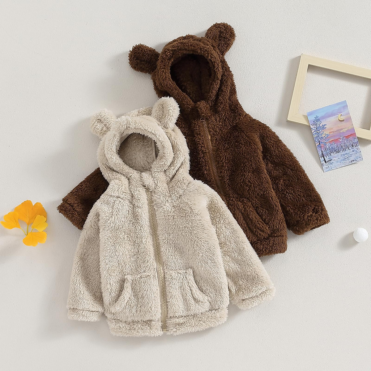 Toddler Baby Girls Boys Fleece Coat Infant Faux Fur Zip Up Long Sleeve Sherpa Jacket Fall Winter Warm Outerwear (Brown , 2-3 Years )
