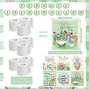 Rtteri 6 Pcs Spring Swedish Kitchen Dishcloths Spring Kitchen Dishcloths Reusable Dishcloths Floral Bike Gnome Kitchen Cloths Absorbent Dish Rags Farmhouse Housewarming Gift for Home Decoration