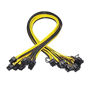 6 Pin PCI-e to 8 Pin (6+2) PCI-e Power Cable for HP Dell 750W / 1200W Server PSU Breakout Board Graphic Cards GPU Mining (8-Pack)