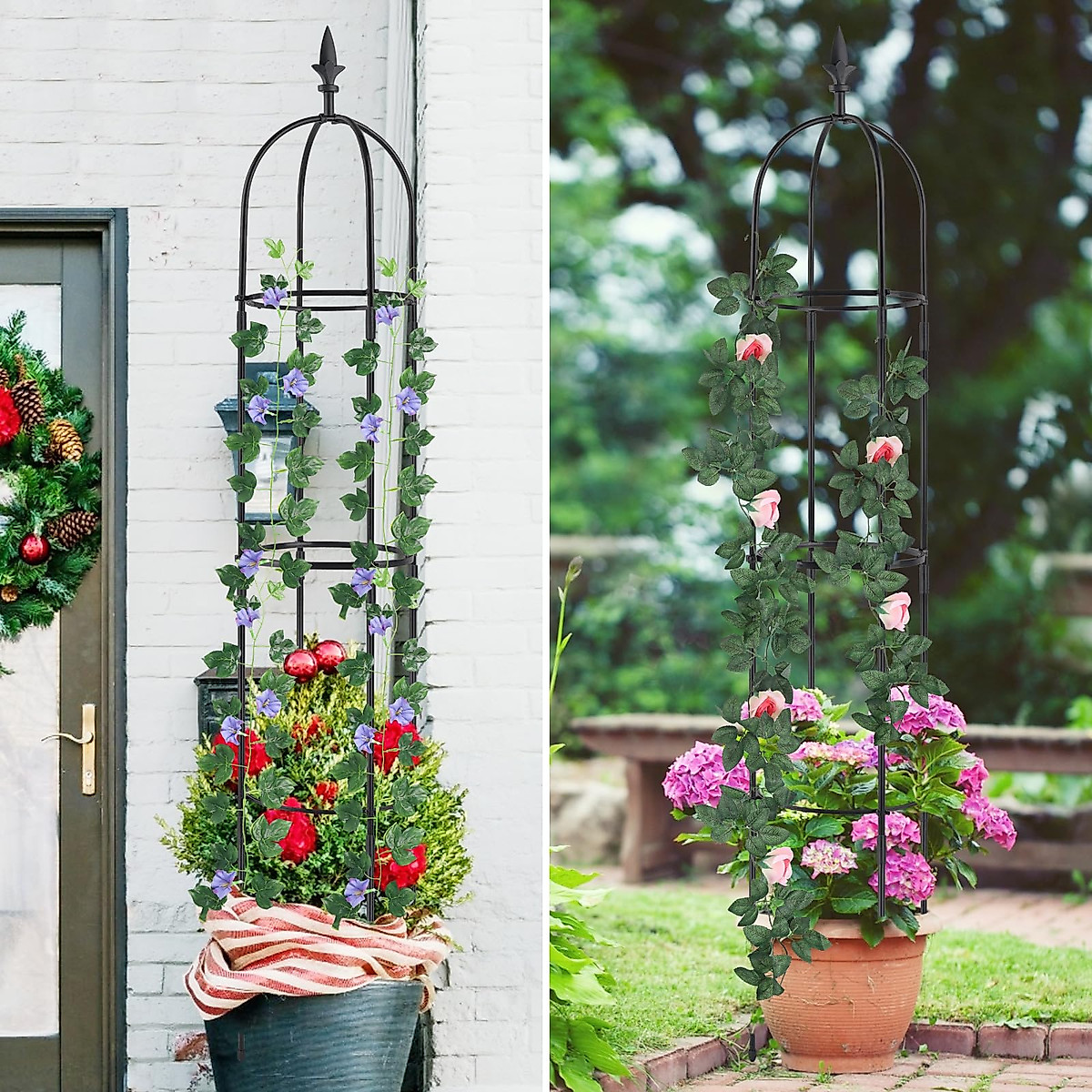 Garden Trellis for Climbing Plants Tower Obelisk Garden Trellis 6ft Tall Plant Support Vine Supports Plant Tower for Climbing Vines and Flowers Stands 2 Pack