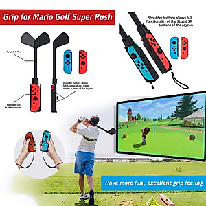 Nargos 2023 Switch Sports Accessories Bundle 10 in 1 Kit for Switch & Switch OLED: Joy Con Grips for Instant Sports, Mario Golf Super Rush, Mario Tennis Ace, and Just Dance, Gift for Kids