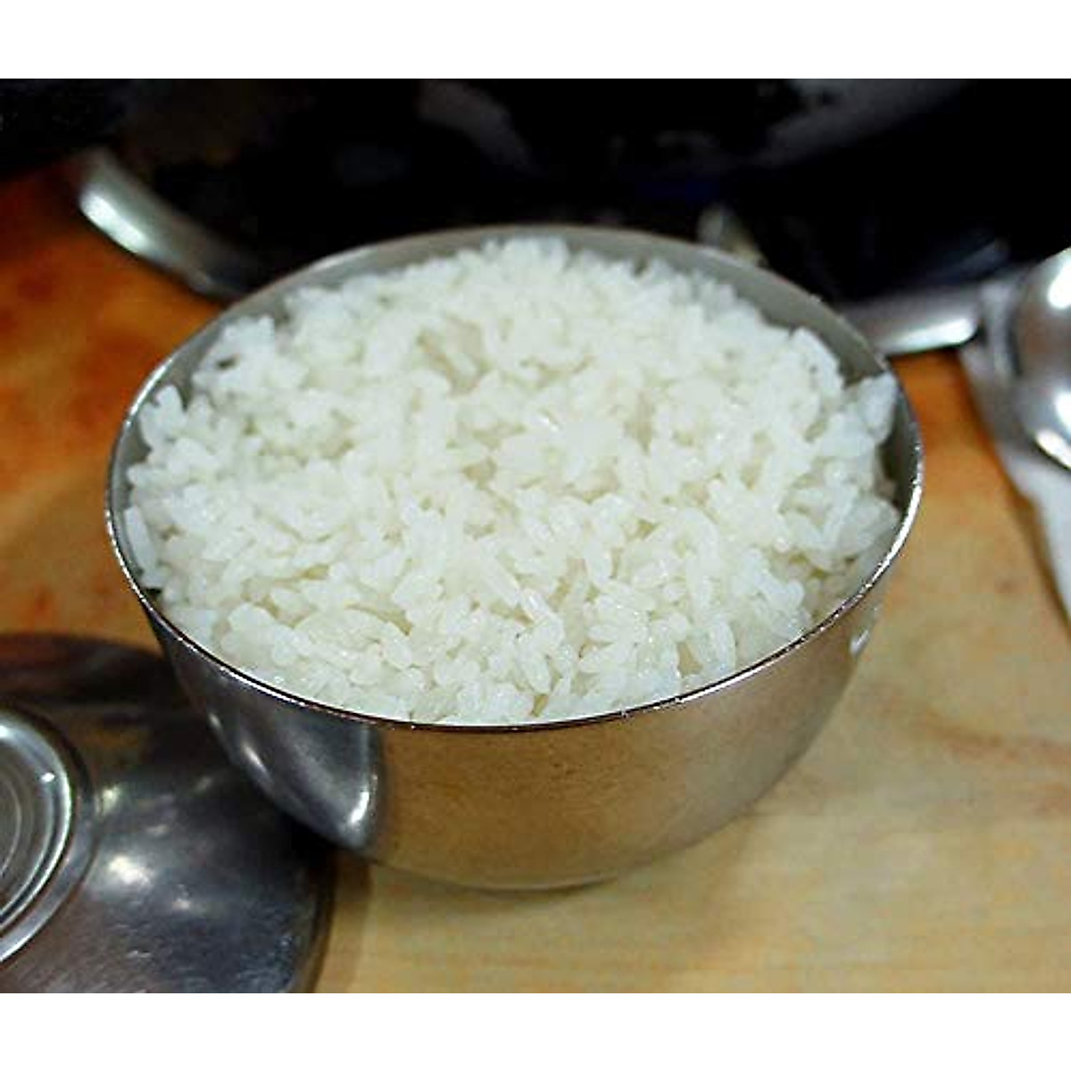 SoltreeBundle Set of 5, Korean Stainless Steel Rice Bowl with Lid Set, Korean Kitchen Restaurant, Multi-Purpose Stainless Steel Hygienic Sanitary Bowl + Lid Set