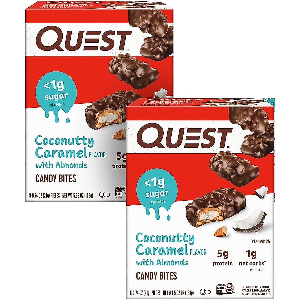 Quest Nutrition Coconutty Caramel Flavor With Almonds Candy Bites 5g Protein 1g Carb. (2pack)