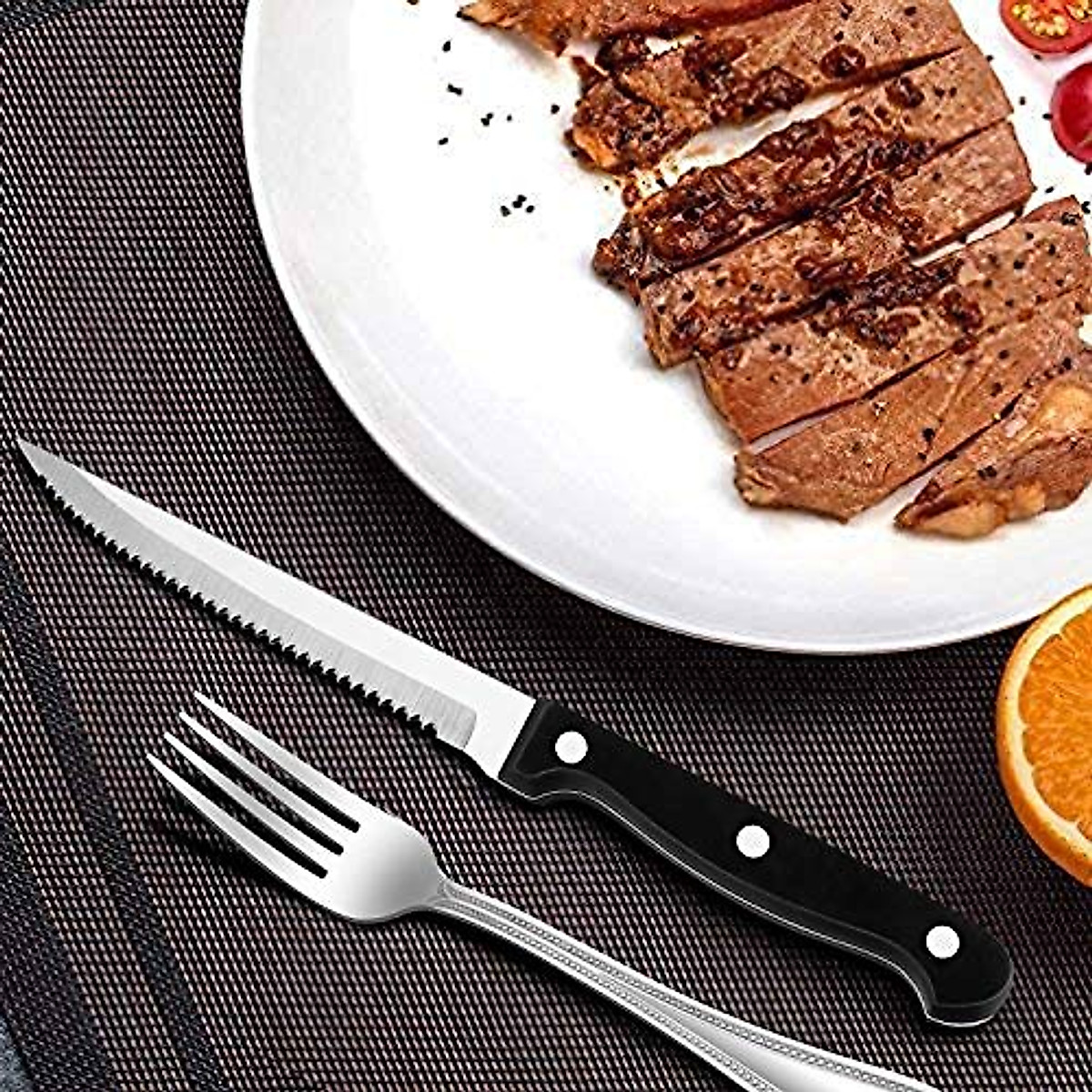 Homikit 36-Piece Silverware Set with Steak Knives and Utensil Tray Organizer, Stainless Steel Flatware Cutlery Eating Utensils for 6, Modern Tableware Sets with Pearled Edges, Dishwasher Safe