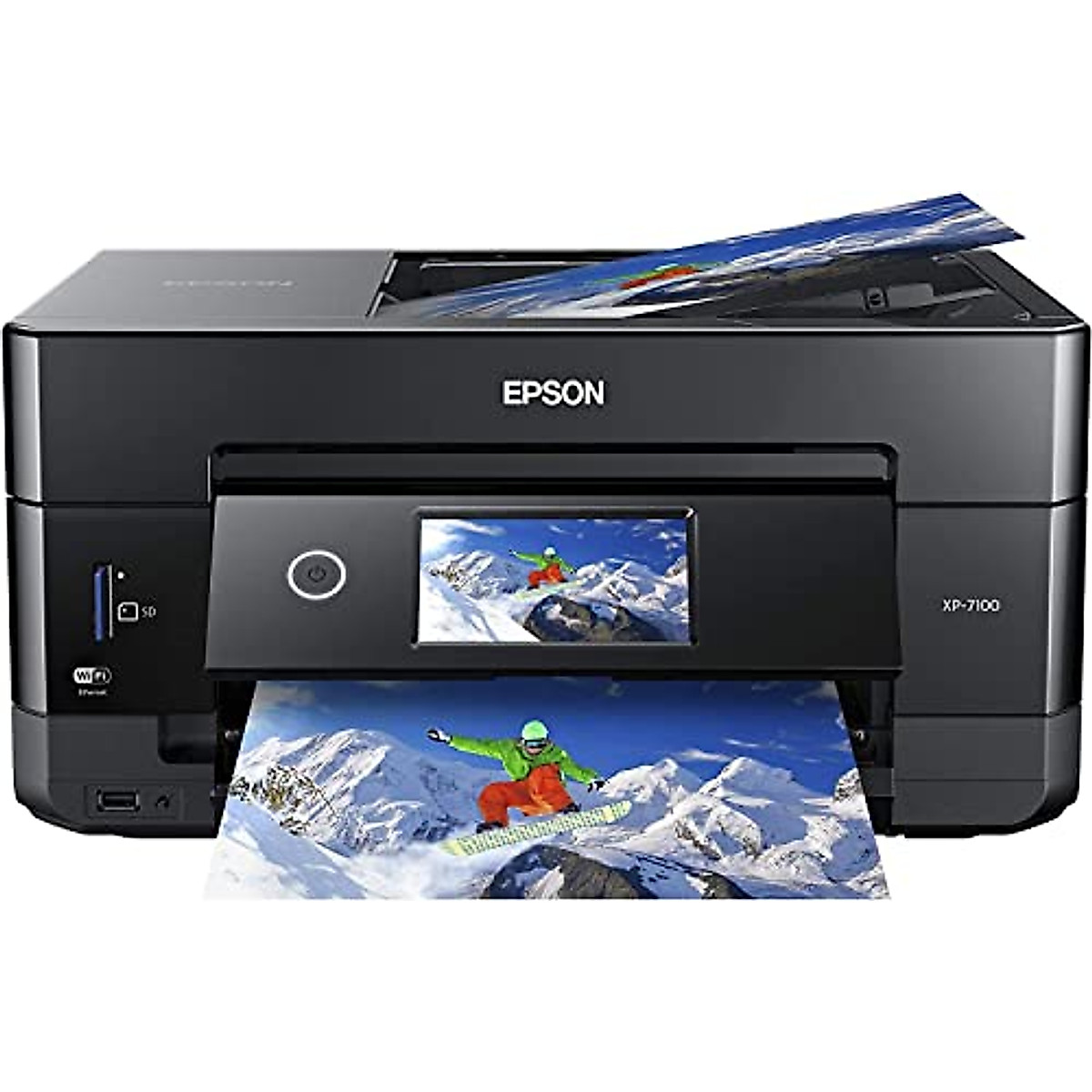 Epson Expression Premium XP-7100 All-in-One Color Inkjet Printer, Black - Print Scan Copy - 15 ppm, 5760 x 1440 dpi, Auto 2-Sided Printing, 30-Page ADF, Card Slot, Printable CD/DVD