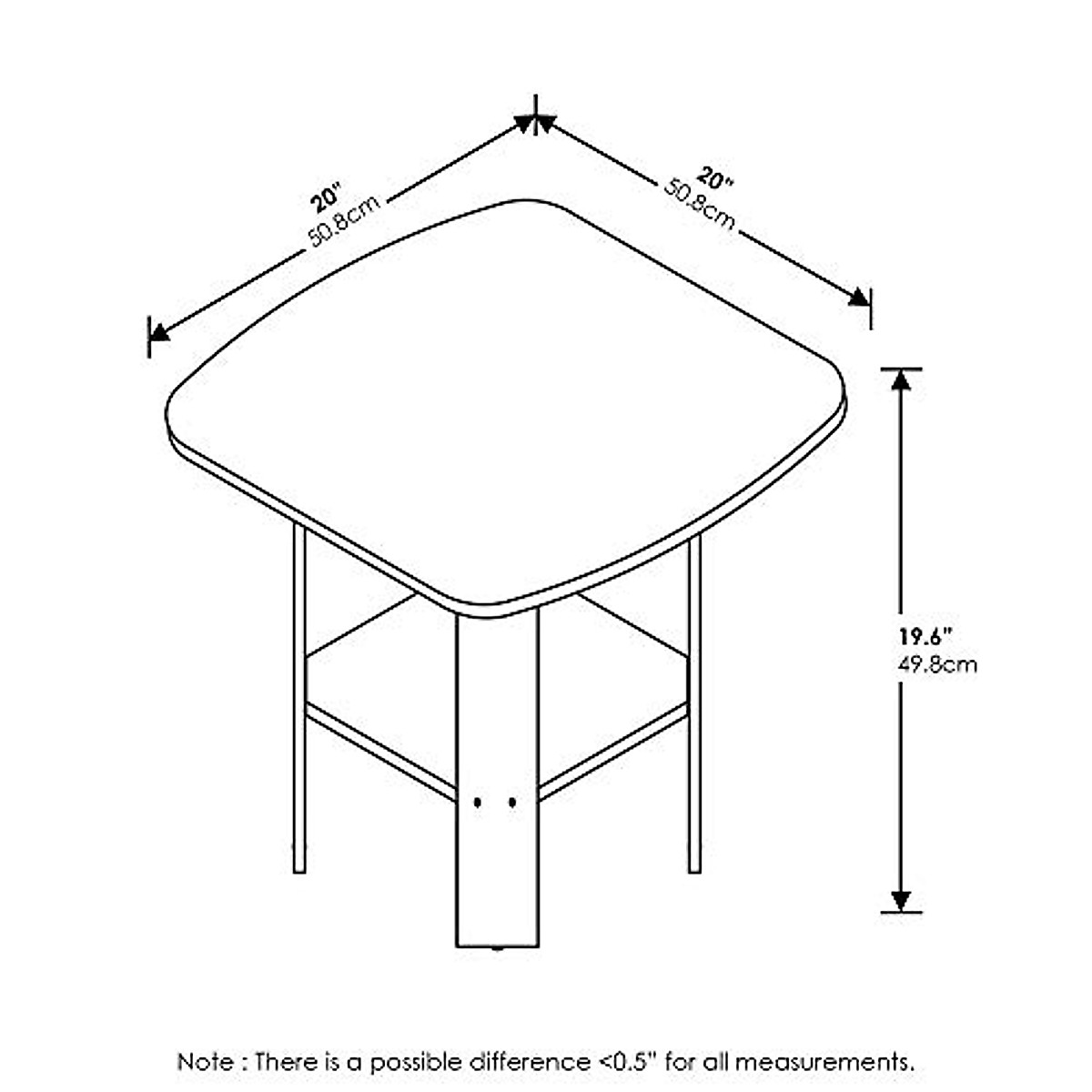 FURINNO Simple Design End Table, 2-Pack, French Oak Grey/Black